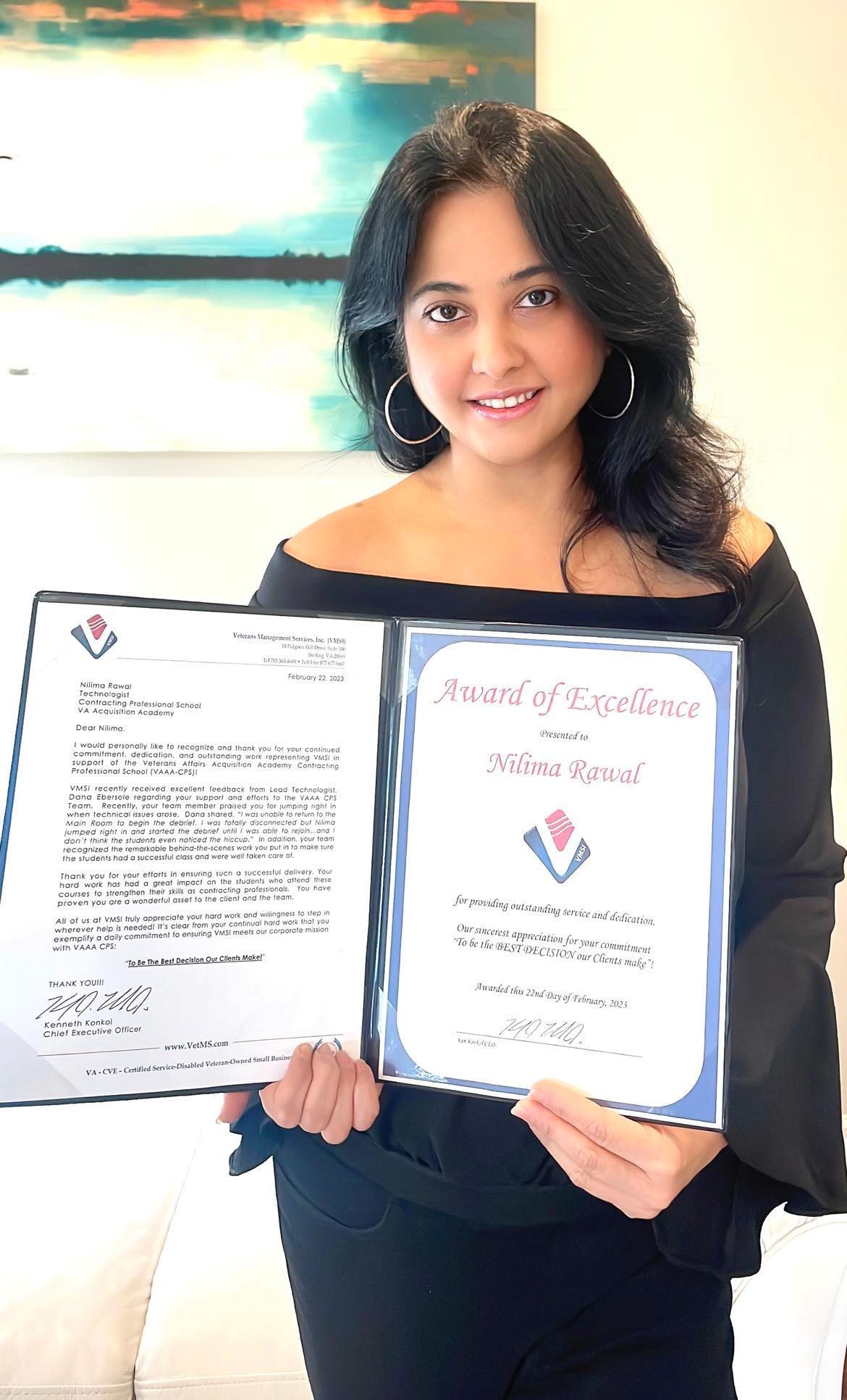 VMSI Employee Recognition – Nilima Rawal | Veterans Management Services ...